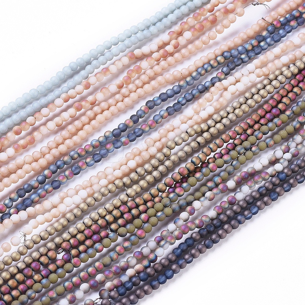 Wholesale Electroplated Frosted Glass Bead Strands - Jewelryandfindings.com