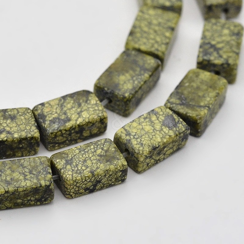 Wholesale Rectangle Natural Serpentine/Green Lace Stone Beads Strands ...