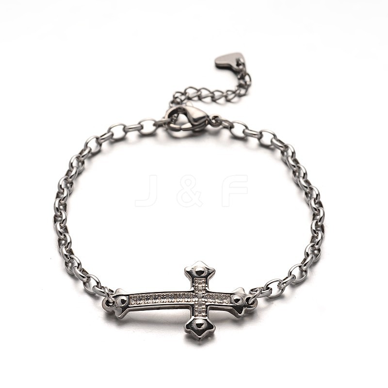 Wholesale 304 Stainless Steel Cross Link Bracelets - Jewelryandfindings.com