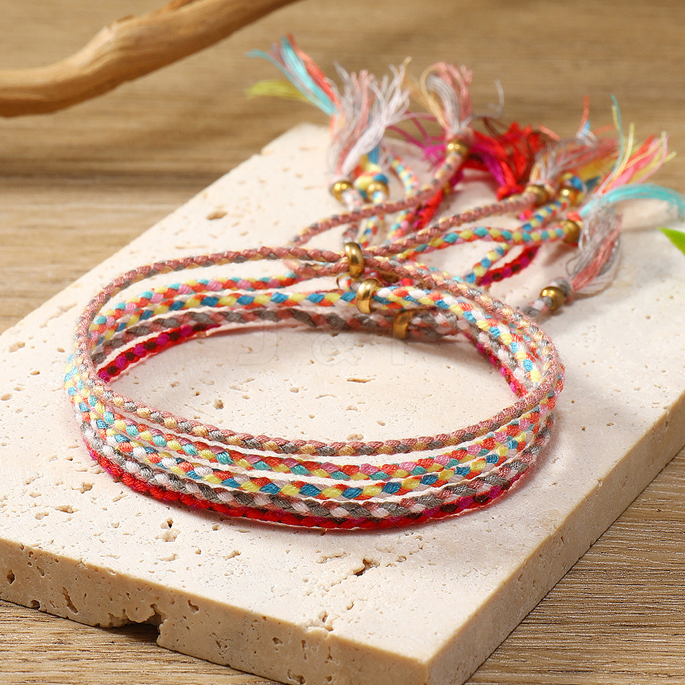 Wholesale 5Pcs 5 Colors Cotton Woven Braided Cord Bracelets Set ...
