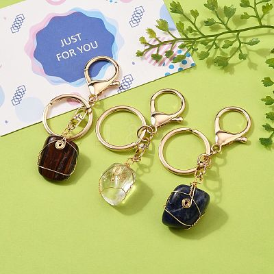 Wholesale Wire Wrapped Natural Gemstone Keychain - Jewelryandfindings.com