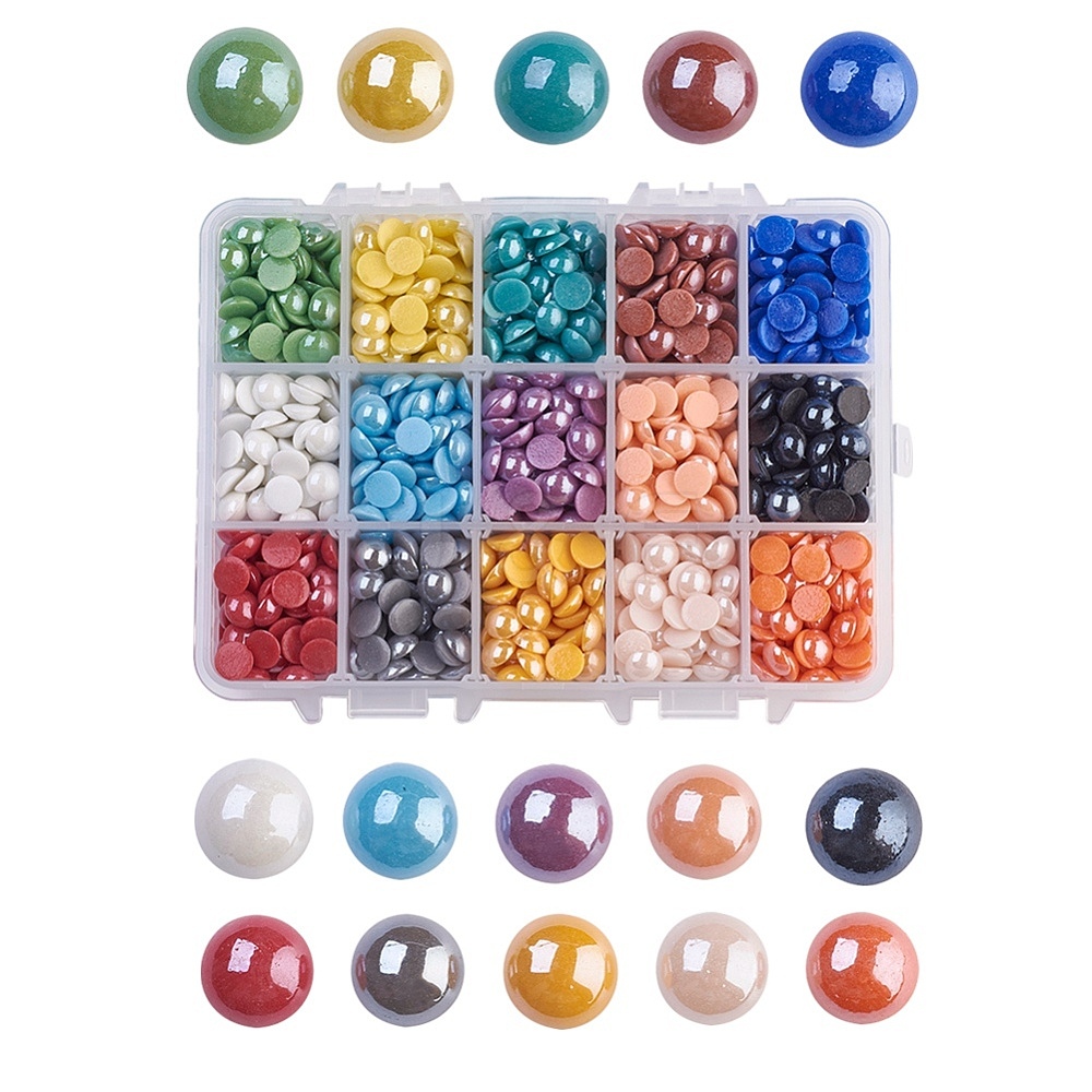 Wholesale 15 Colors Pearlized Plated Handmade Porcelain Cabochons ...